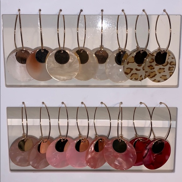 Jewelry | Assorted Hoop Earrings With Disc | Poshmark